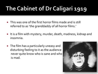 The history of horror | PPTX | Horror | Genres