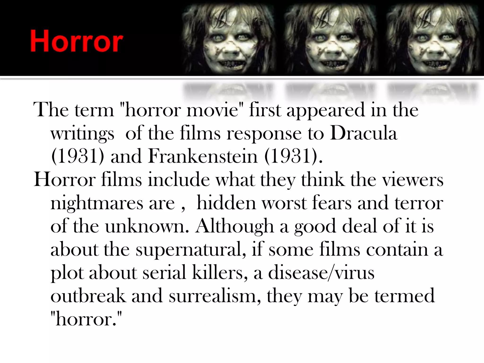 The history of horror films | PPT