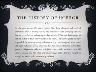 The History Of Horror | PPT
