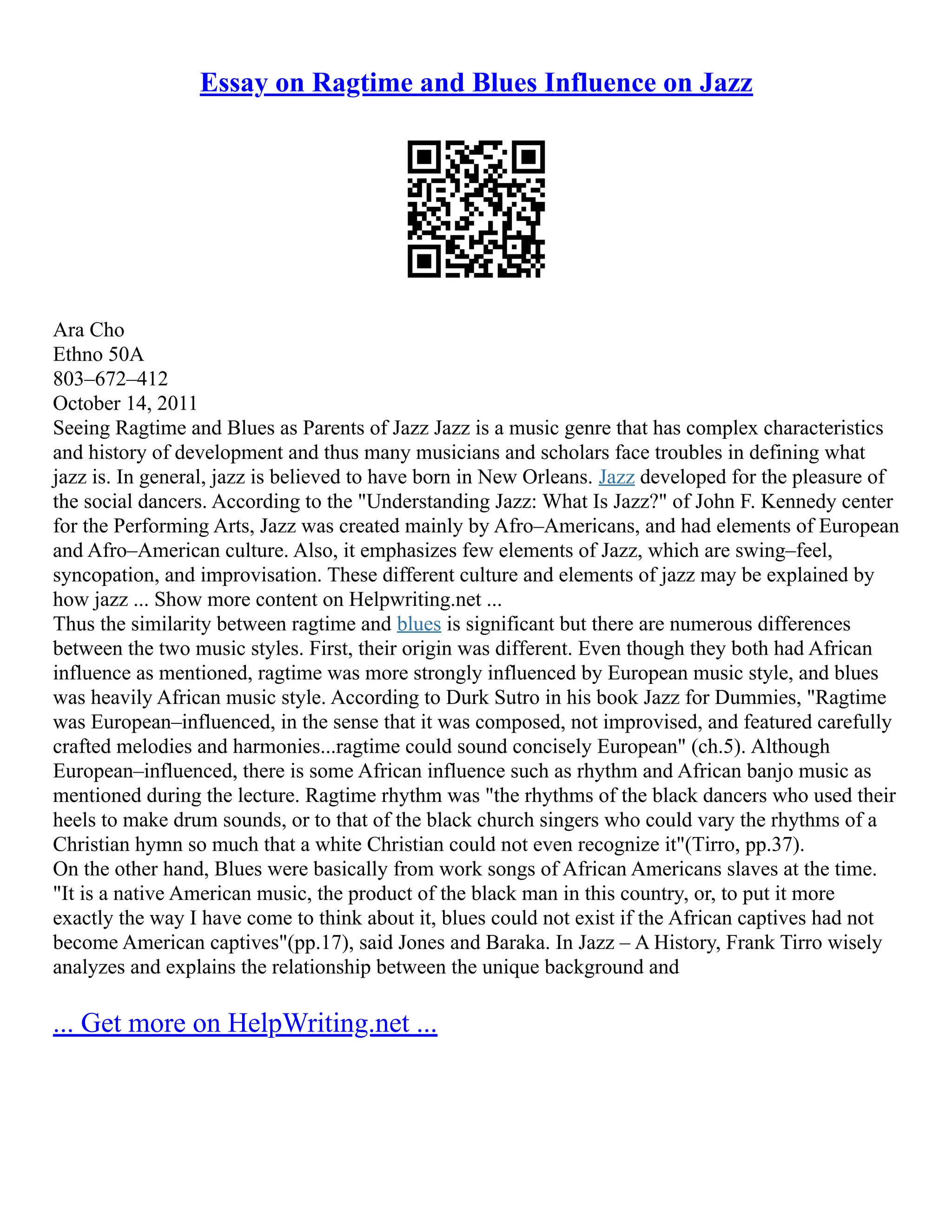 The History Of Jazz Music | PDF