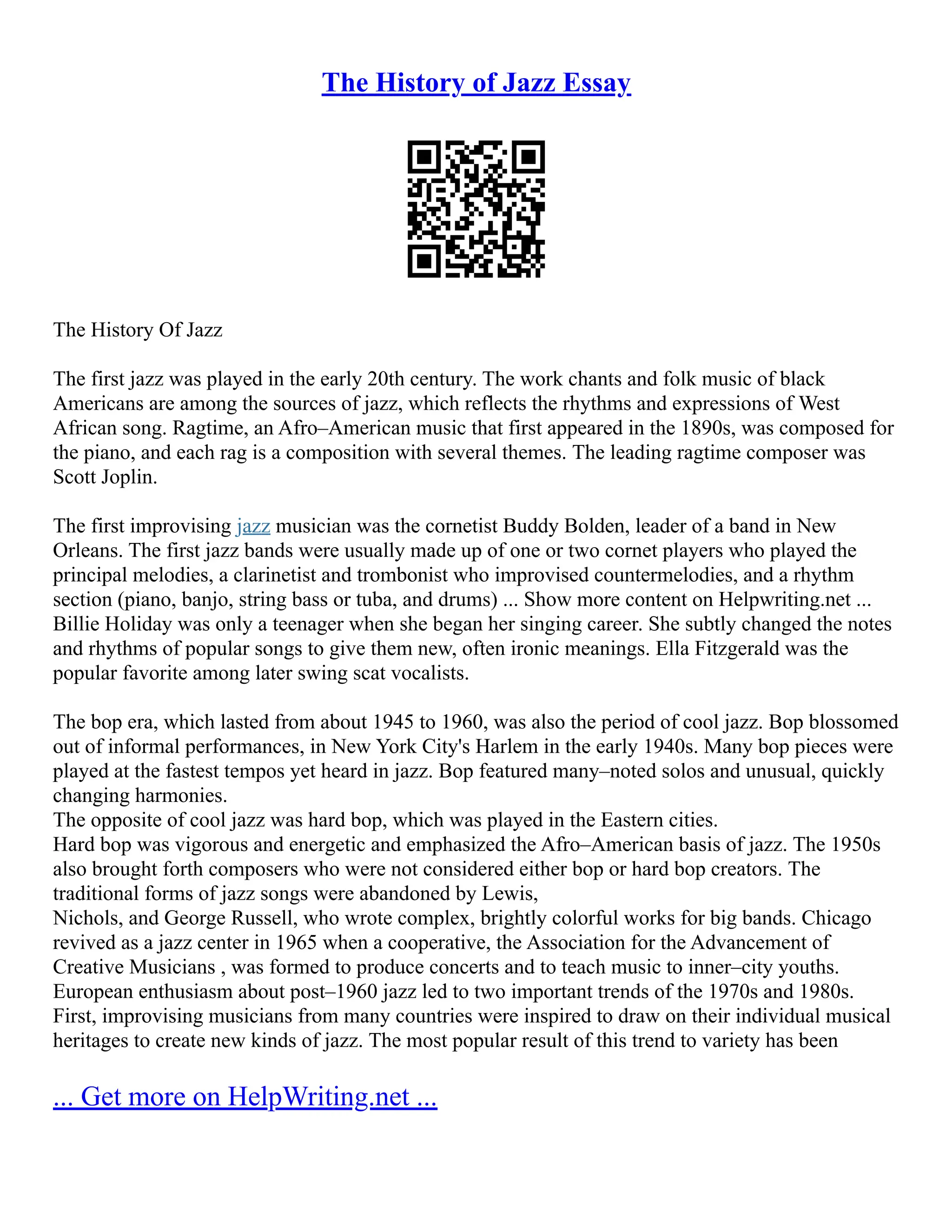 The History Of Jazz Music | PDF