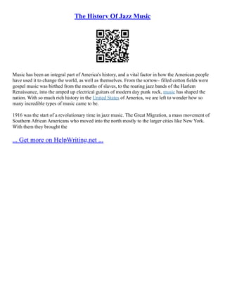 The History Of Jazz Music | PDF