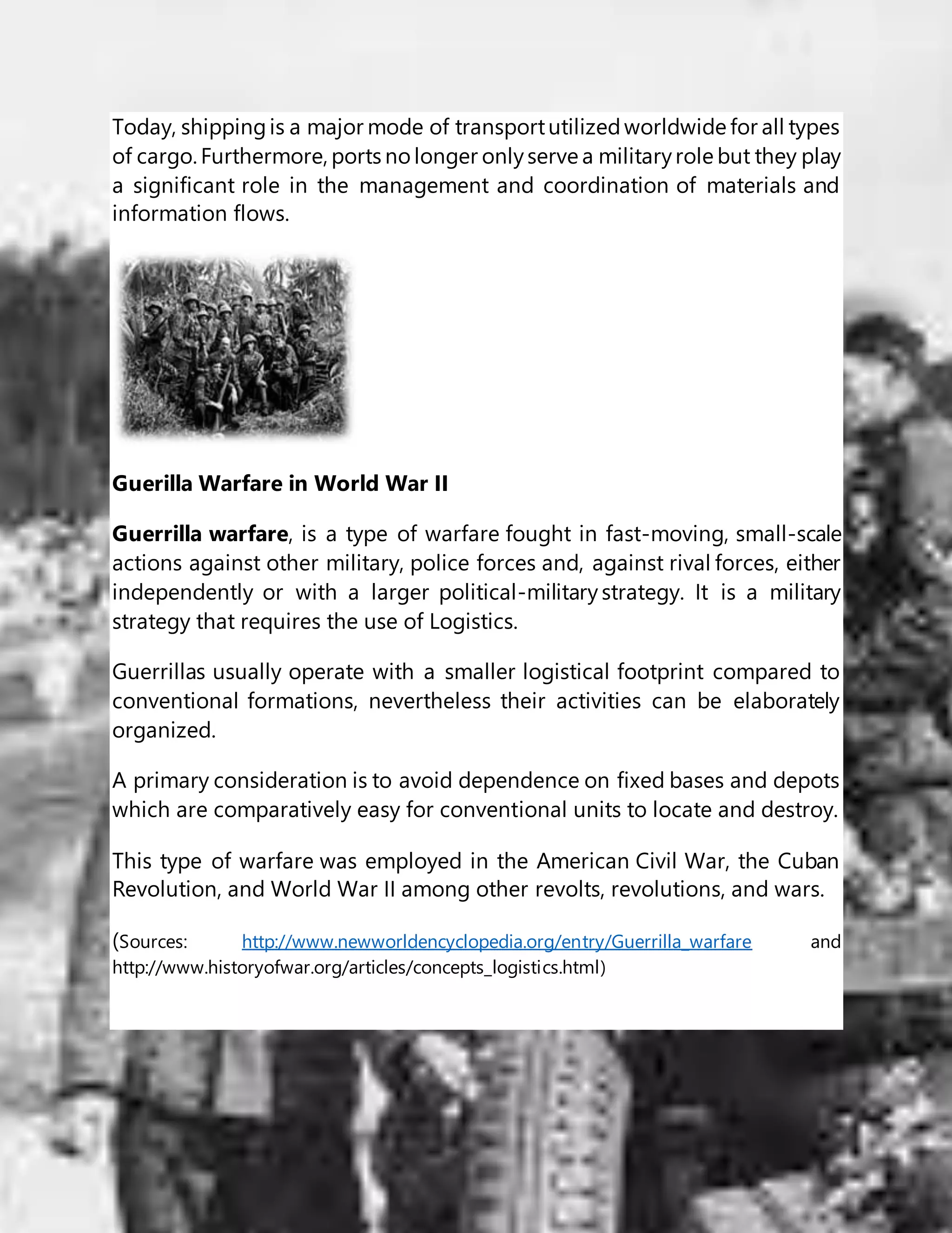 THE HISTORY OF LOGISTICS I - WORLD WAR II | DOCX