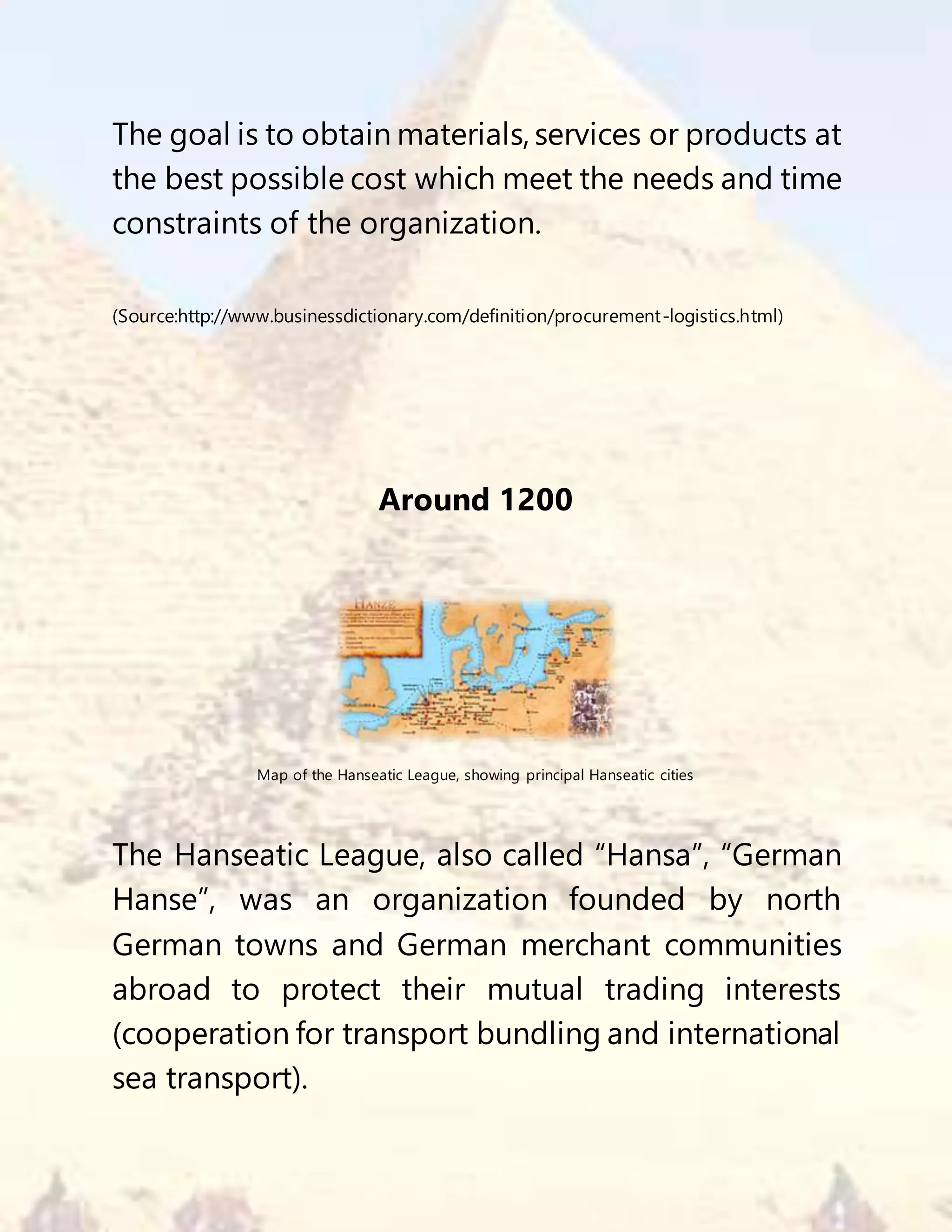 THE HISTORY OF LOGISTICS I - PRE-WORLD WAR II | DOCX