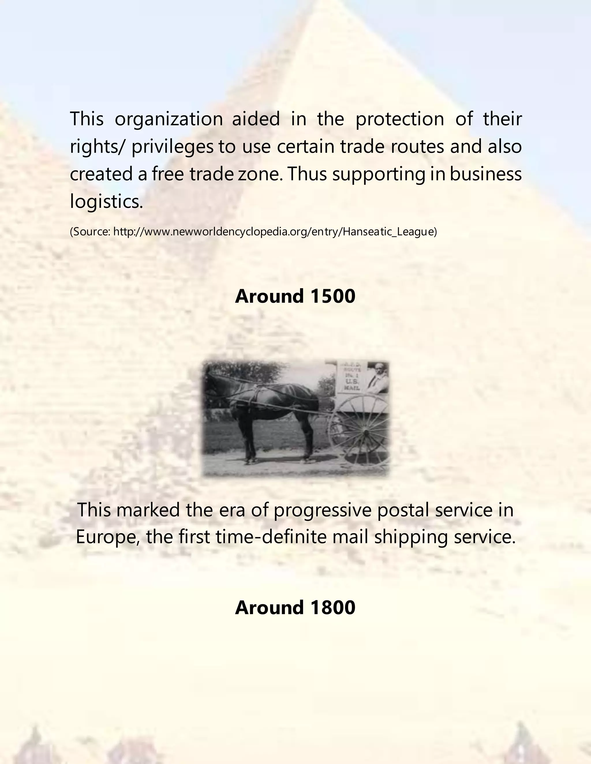 THE HISTORY OF LOGISTICS I - PRE-WORLD WAR II | DOCX