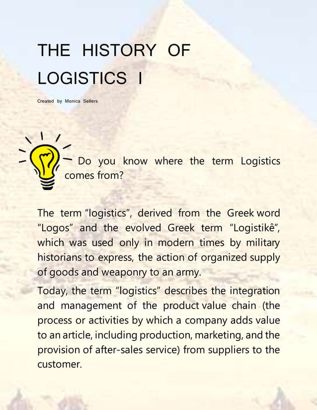 THE HISTORY OF LOGISTICS I - PRE-WORLD WAR II | DOCX