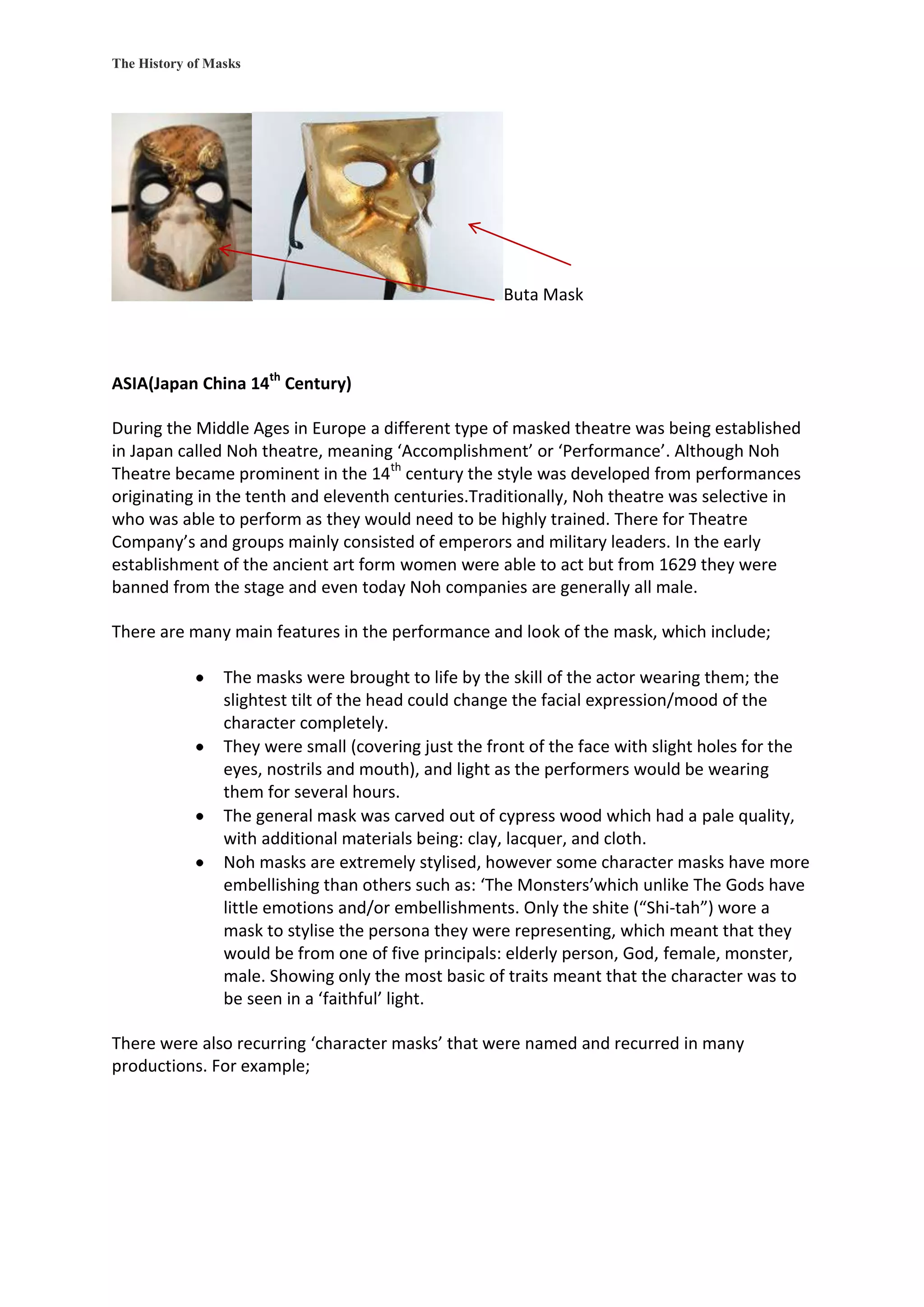 The history of masks | DOCX