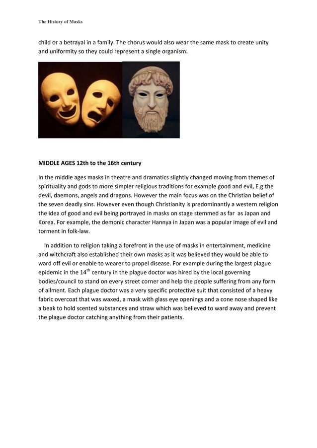 The history of masks | DOCX | Theater | Fine Art