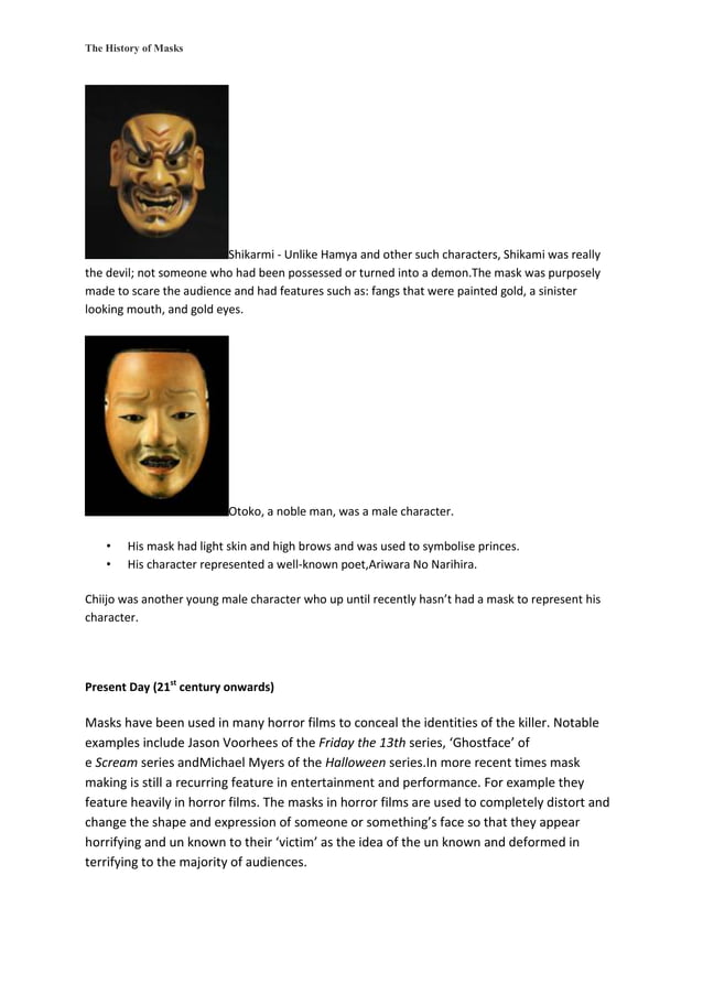 The history of masks | DOCX | Theater | Fine Art