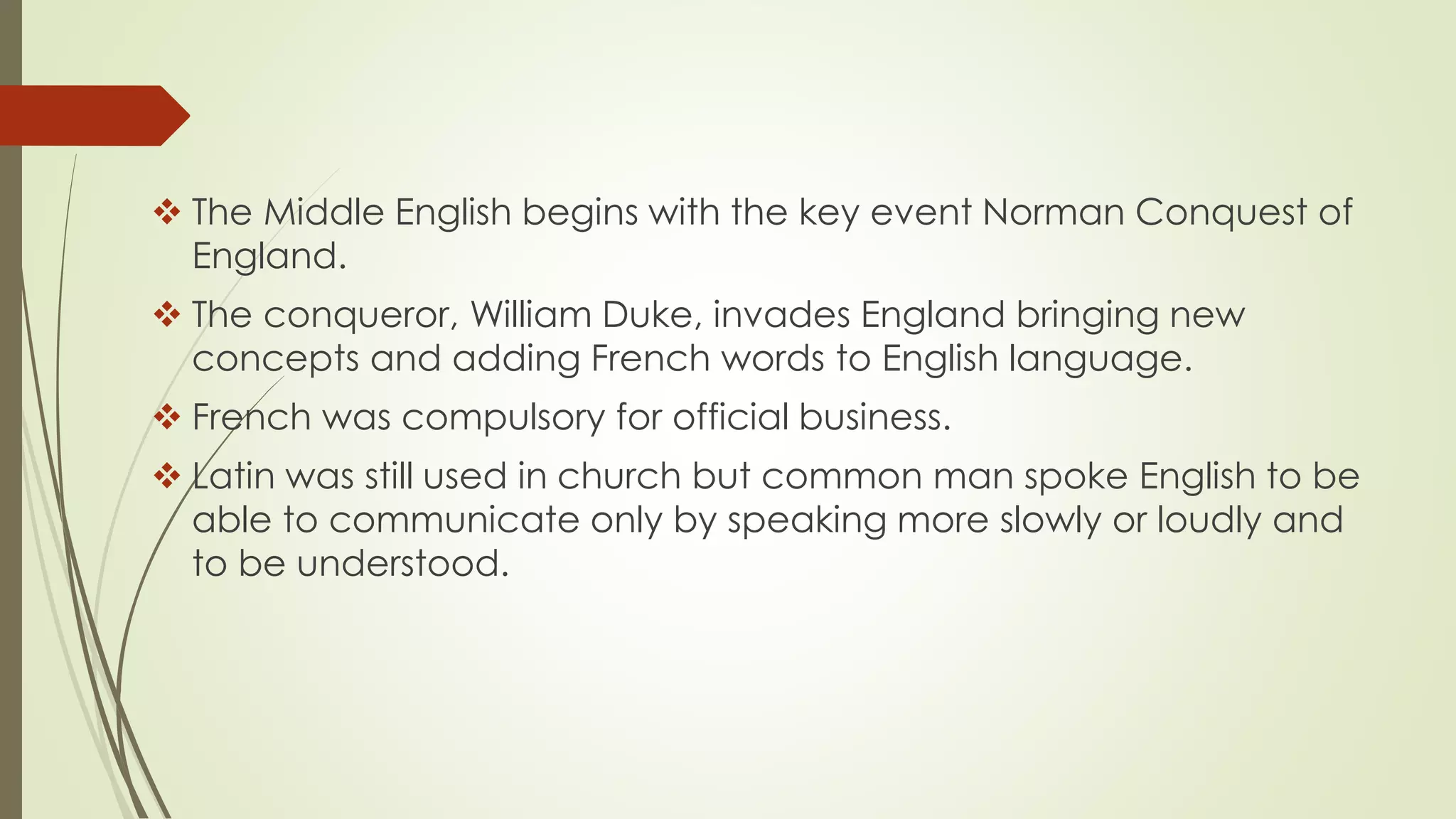 The history of middle english | PPT