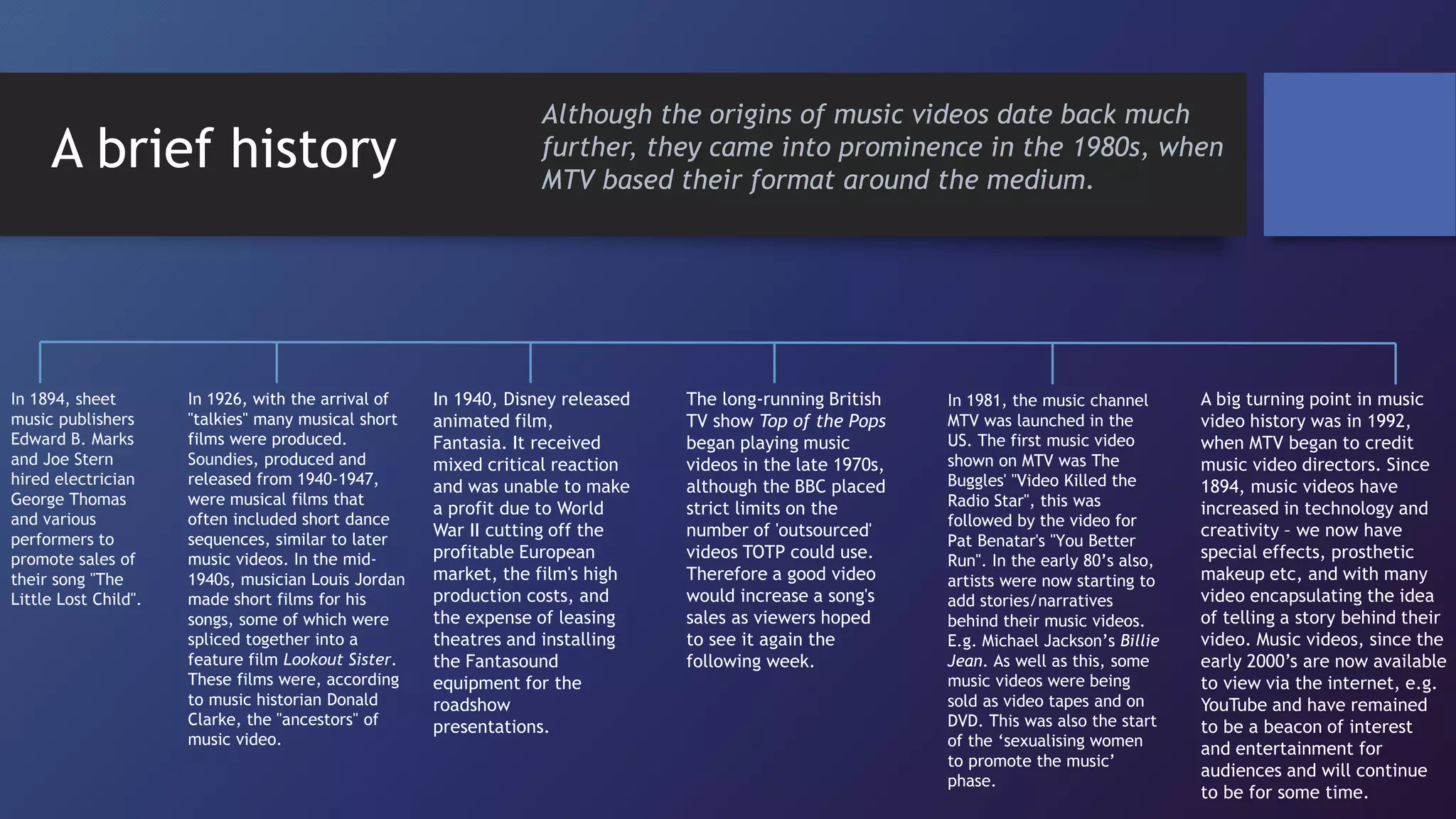 The History of Music Videos | PPTX