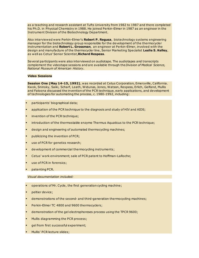 The history of pcr | DOCX | Biological Sciences | Science