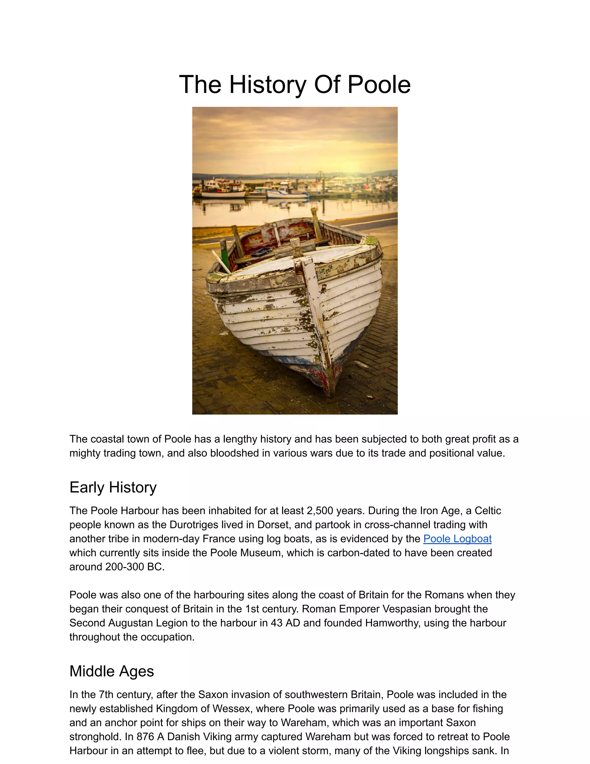 The History Of Poole | PDF