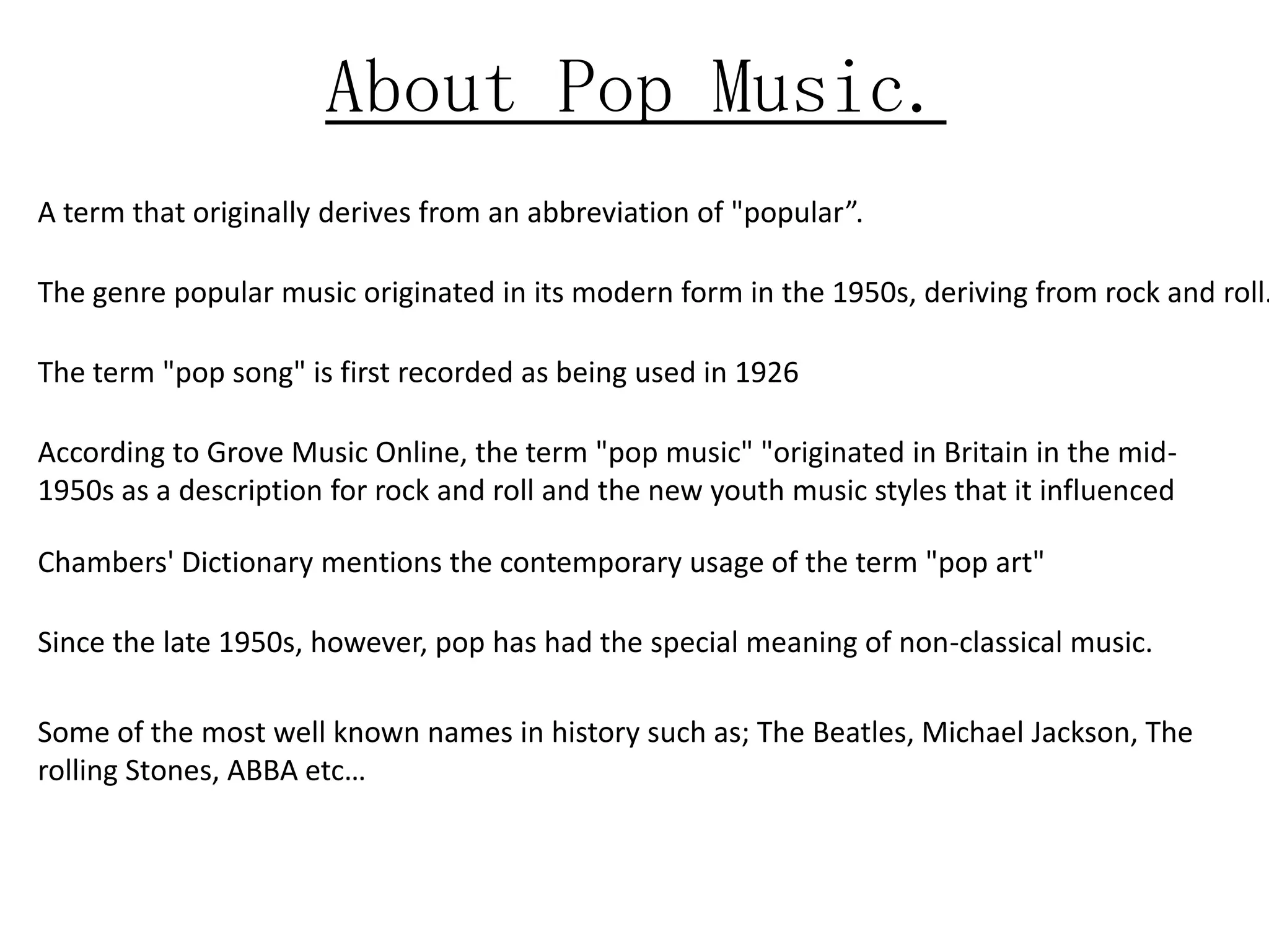 The history of pop music | PPTX