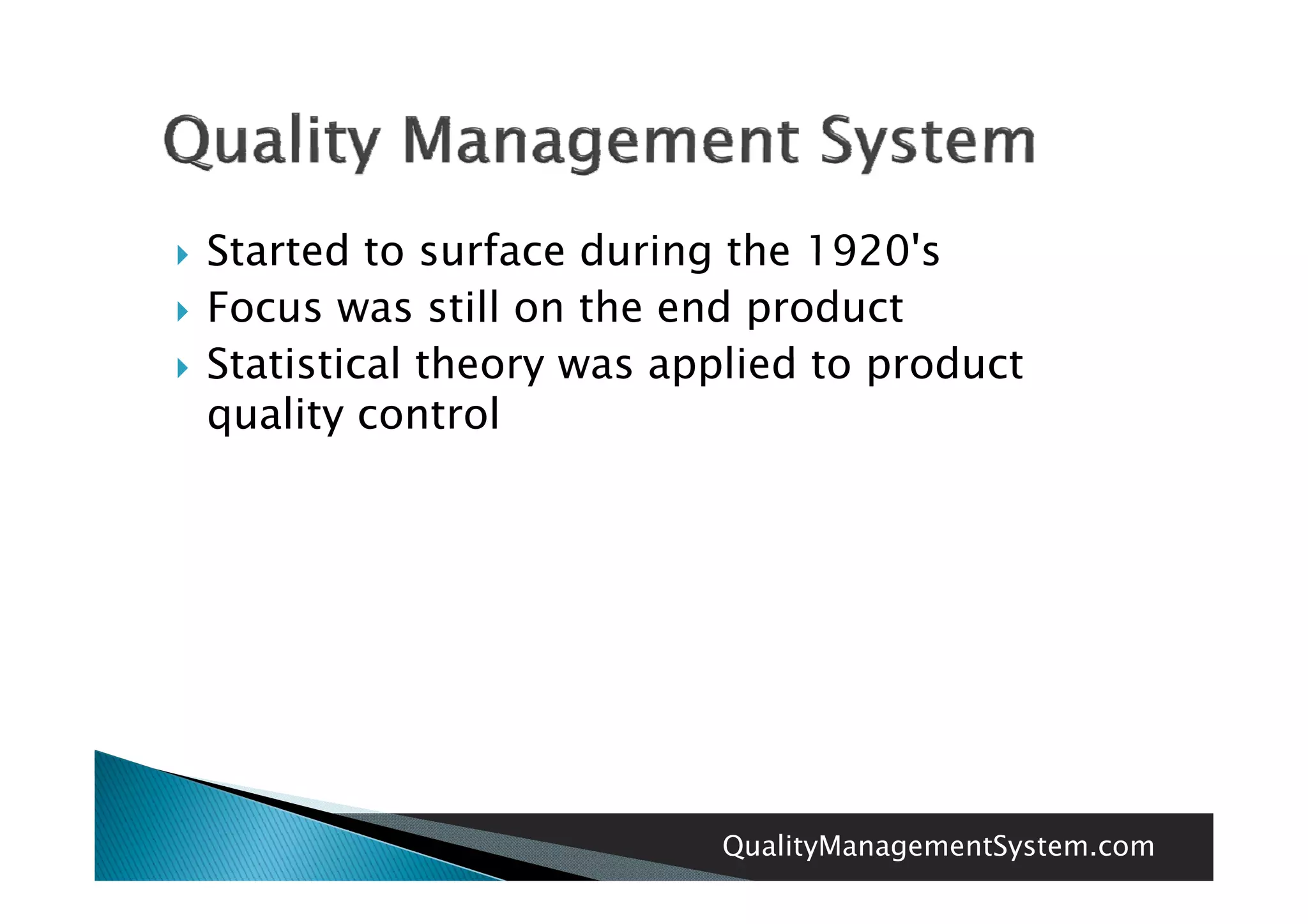 The history of quality management | PDF