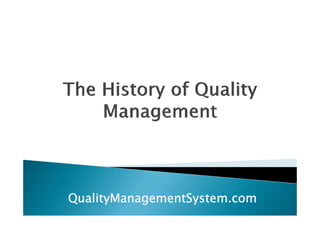 The history of quality management | PDF
