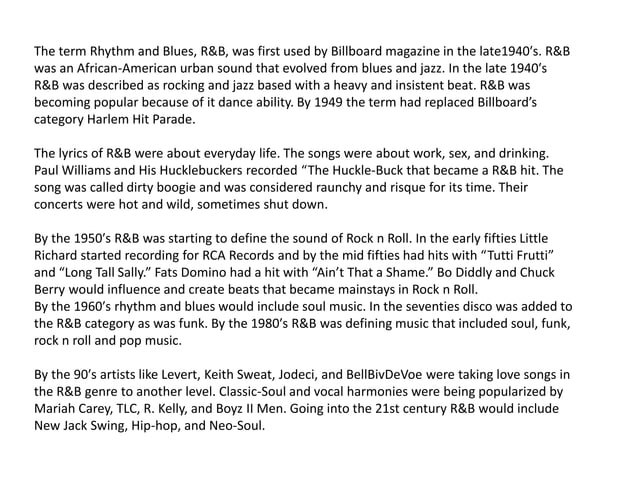 The history of R&B | PPTX