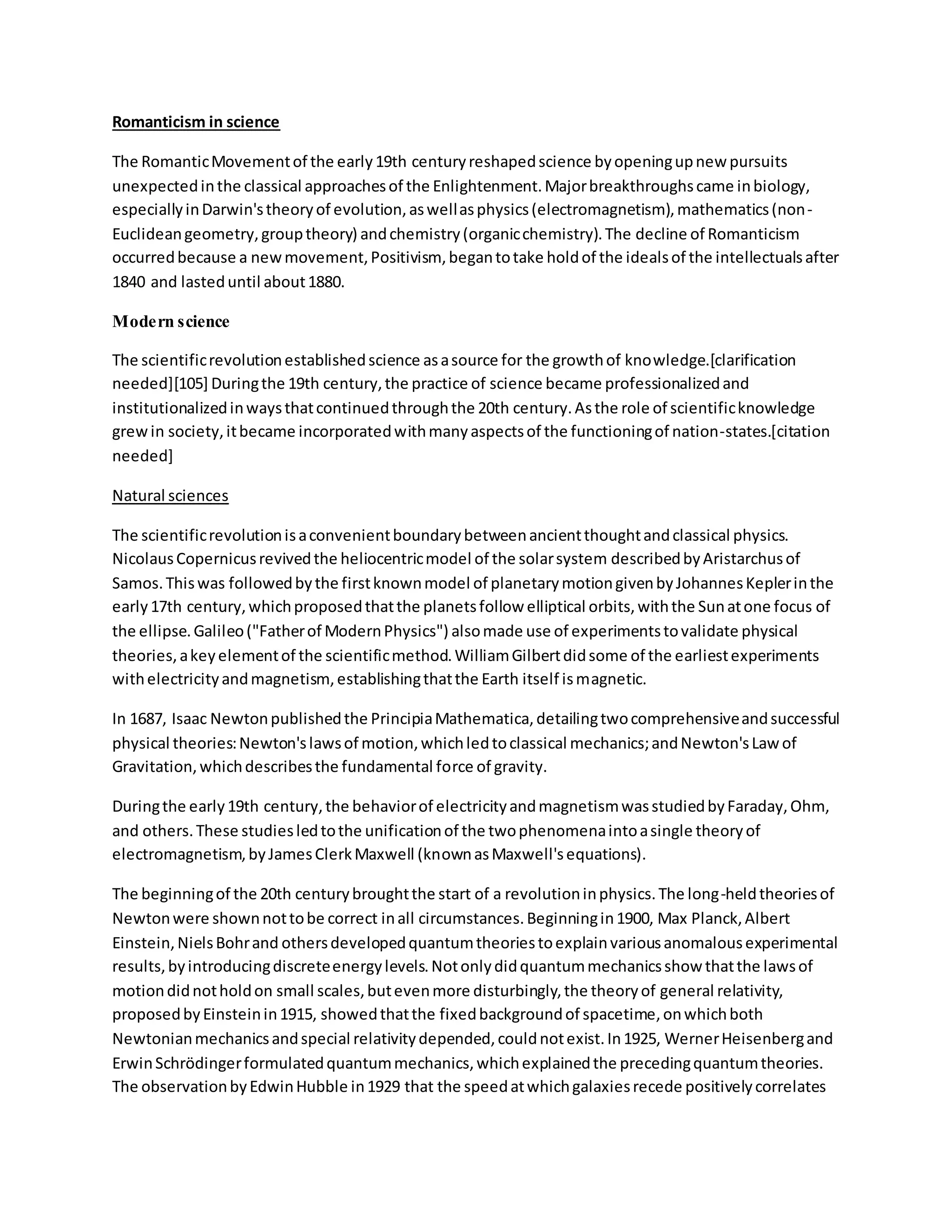 The history of science | DOCX