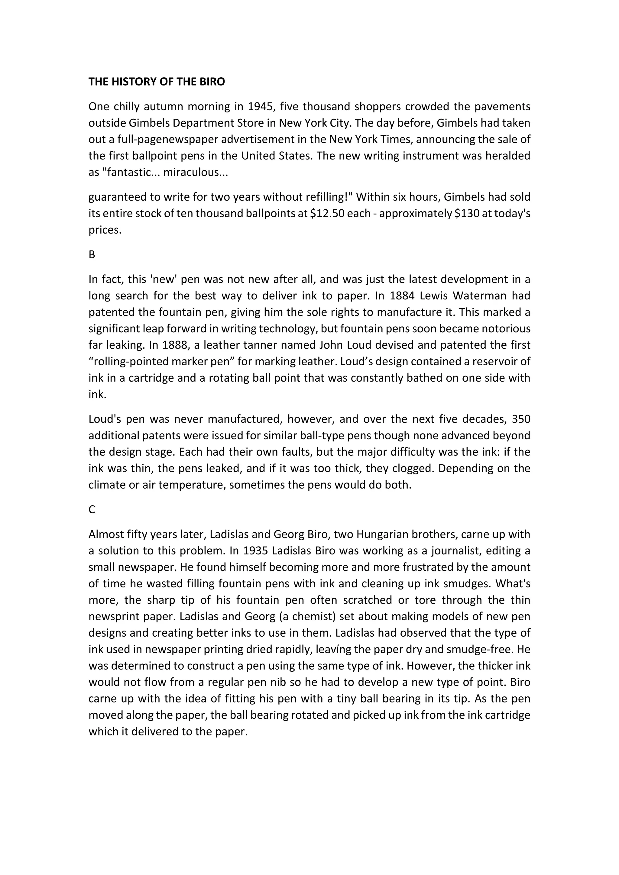 The history of the biro | PDF