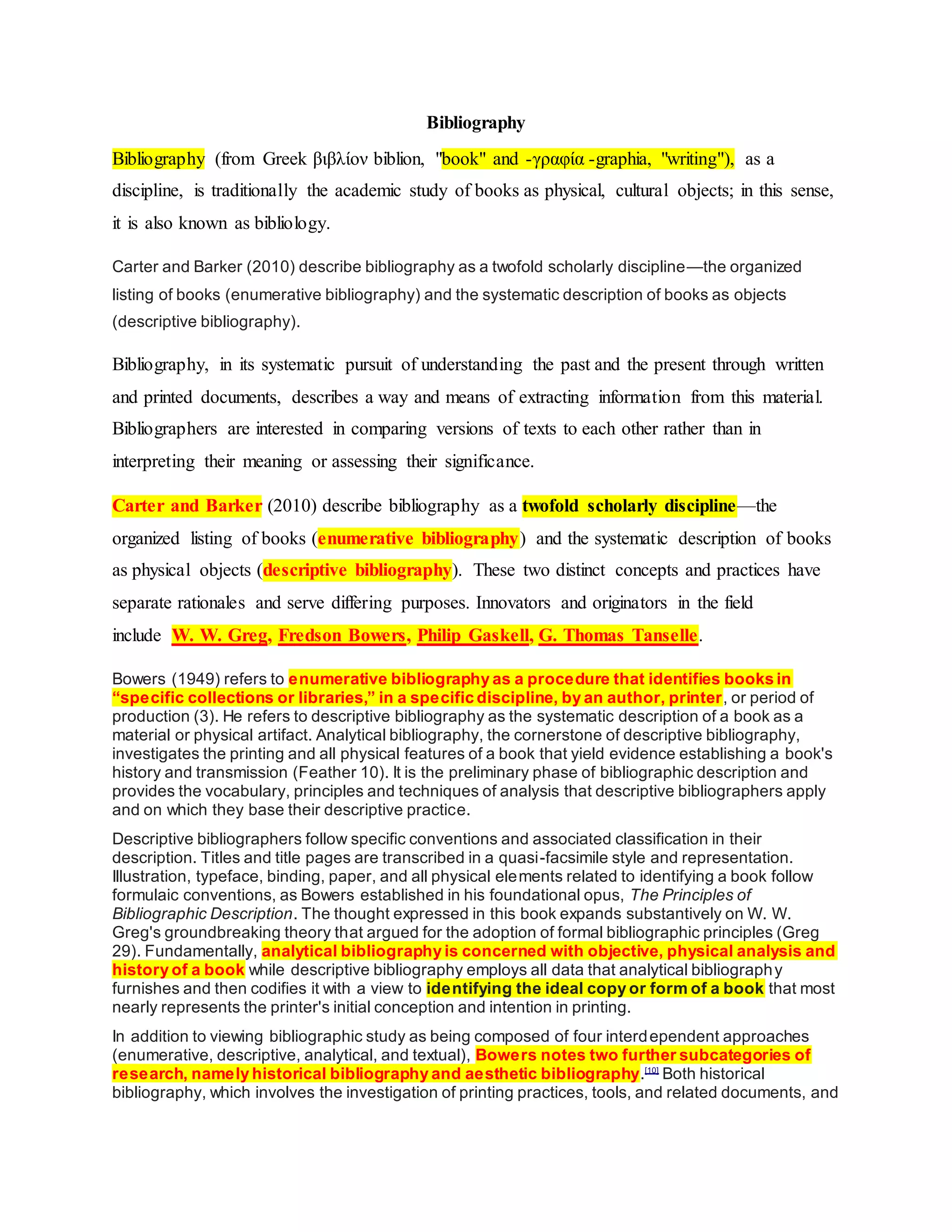 bibliography as research method | DOCX