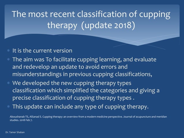 Classification of Cupping Therapy Types: The History and applications | PPT
