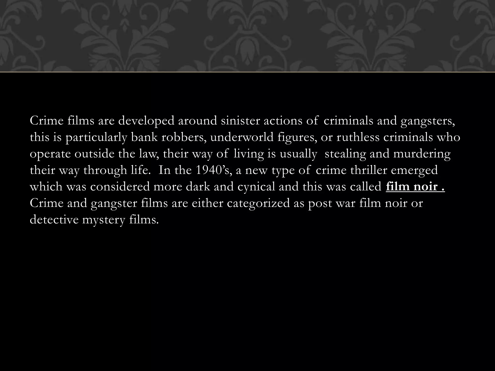The history of the crime genre | PPTX