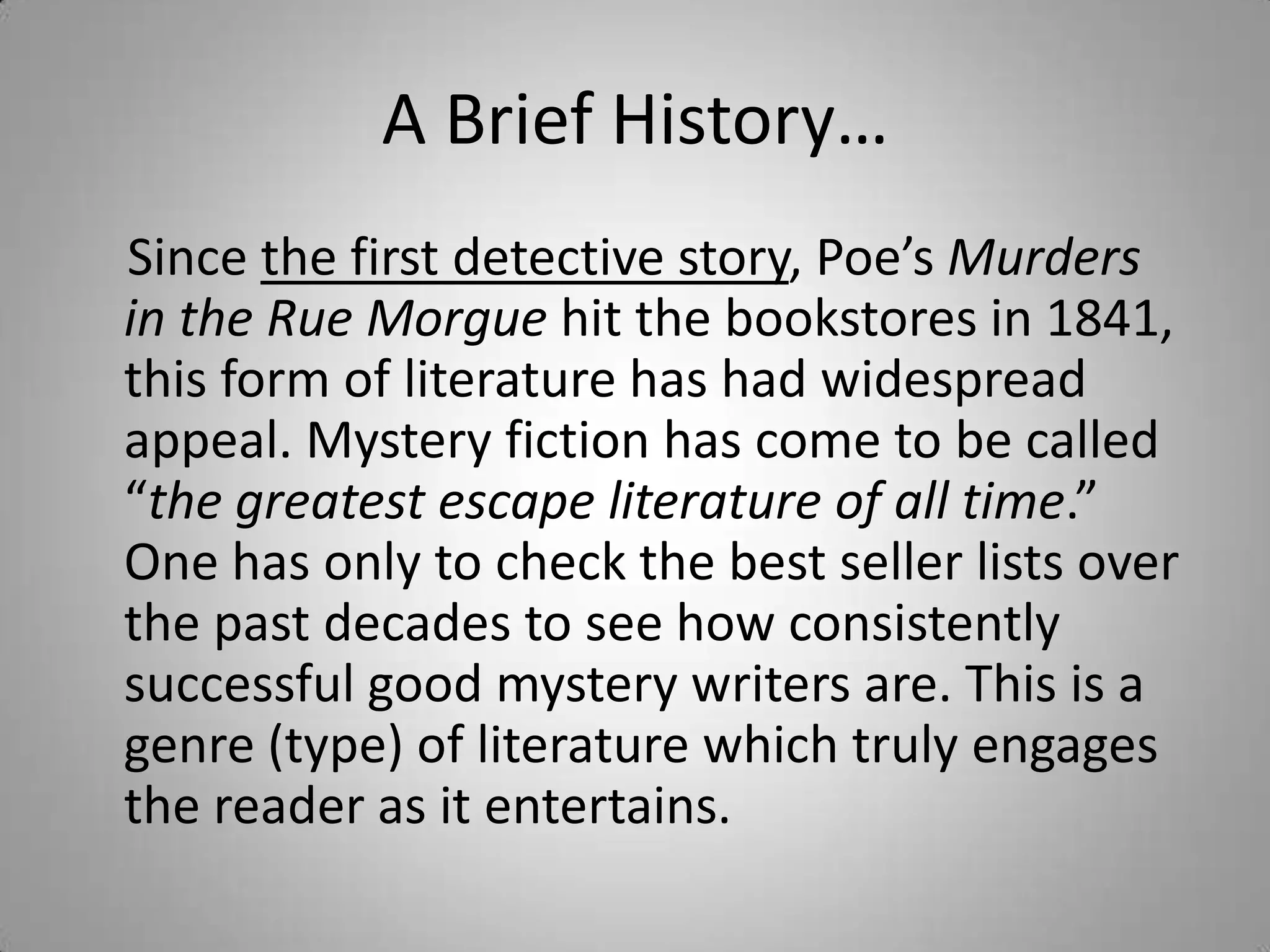 A History of the Detective Story | PPTX