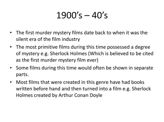 The history of the genre of murder mystery | PPTX