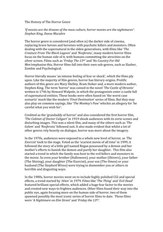 The history of the horror genre | PDF