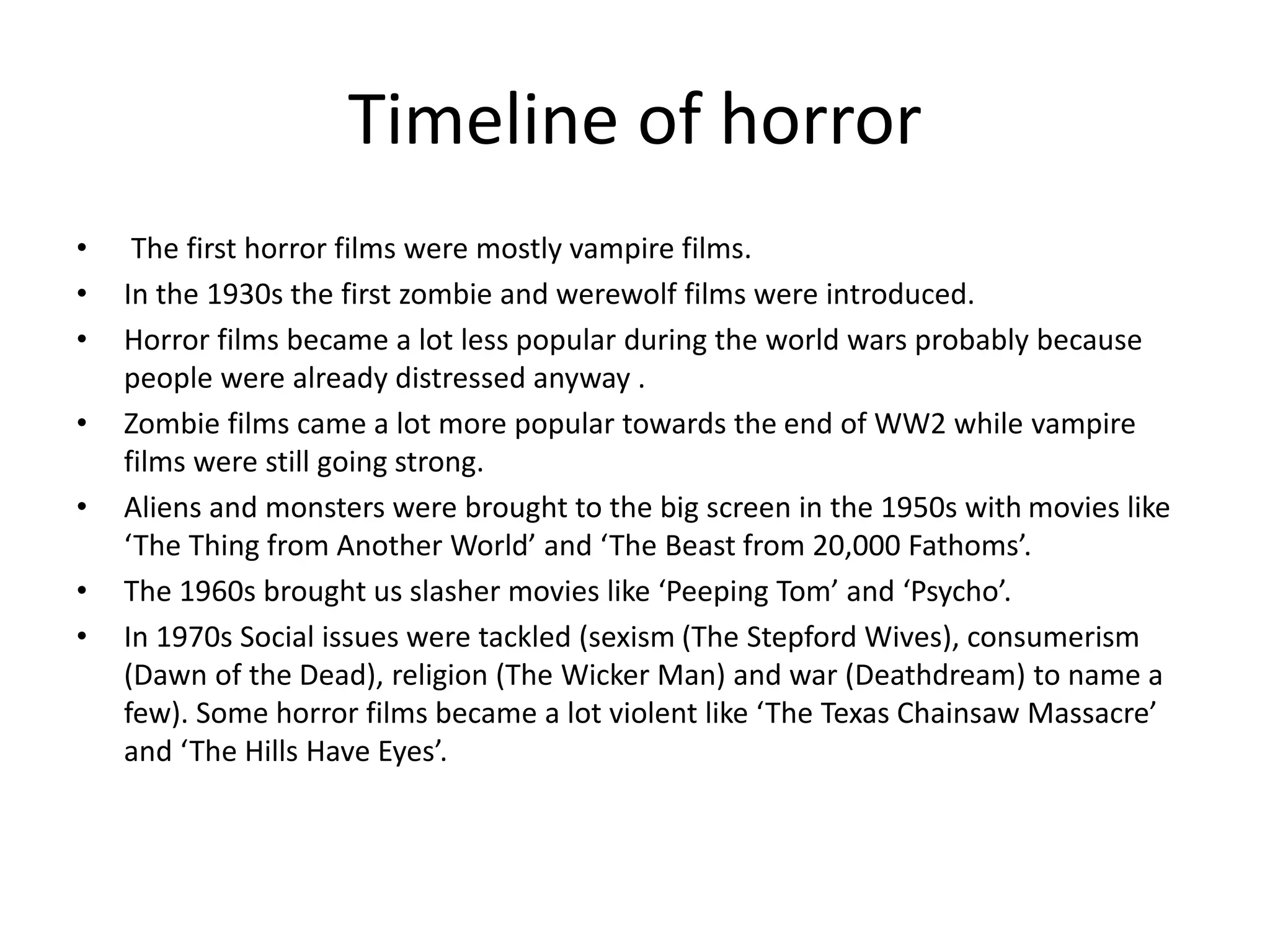 The history of the horror genre | PPT