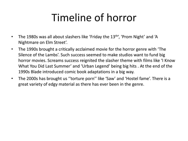 The history of the horror genre | PPT