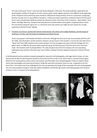 The History of the Horror Genre and Analyses | PDF