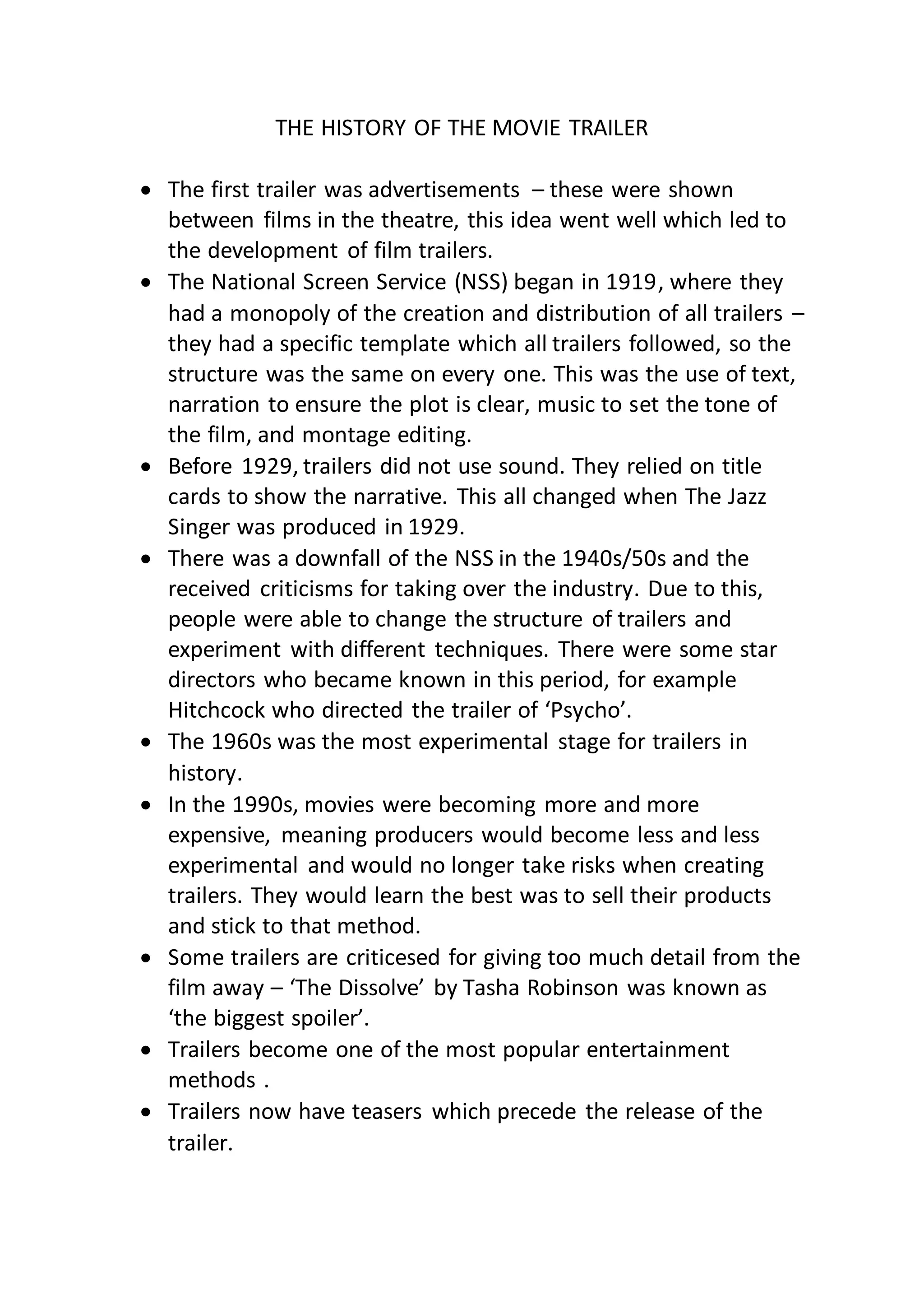The history of the movie trailer | DOCX
