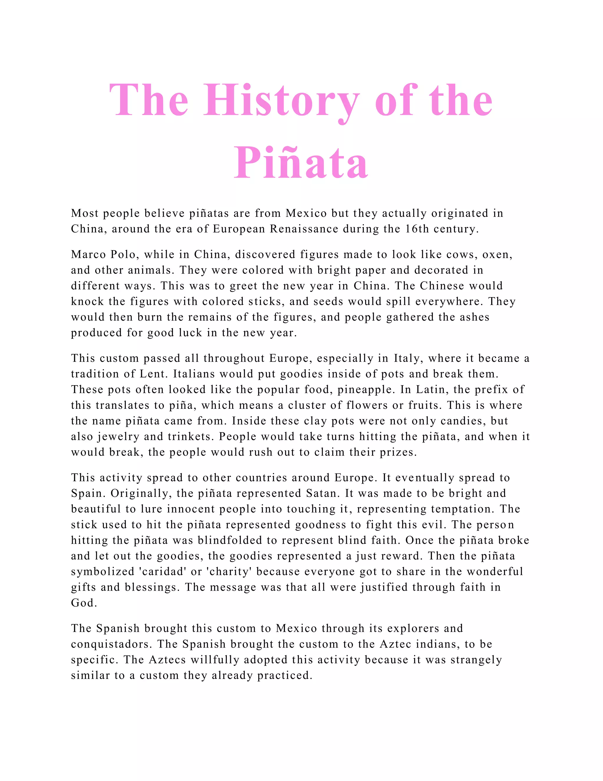 The history of the piñata | DOCX