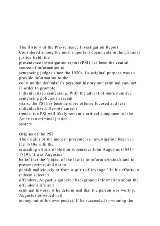 The History of the Pre-sentence Investigation Report Consi.docx