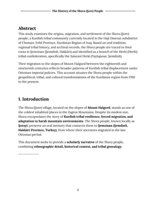 The History of the Shora People by The Spirit of Kurdistan | PDF