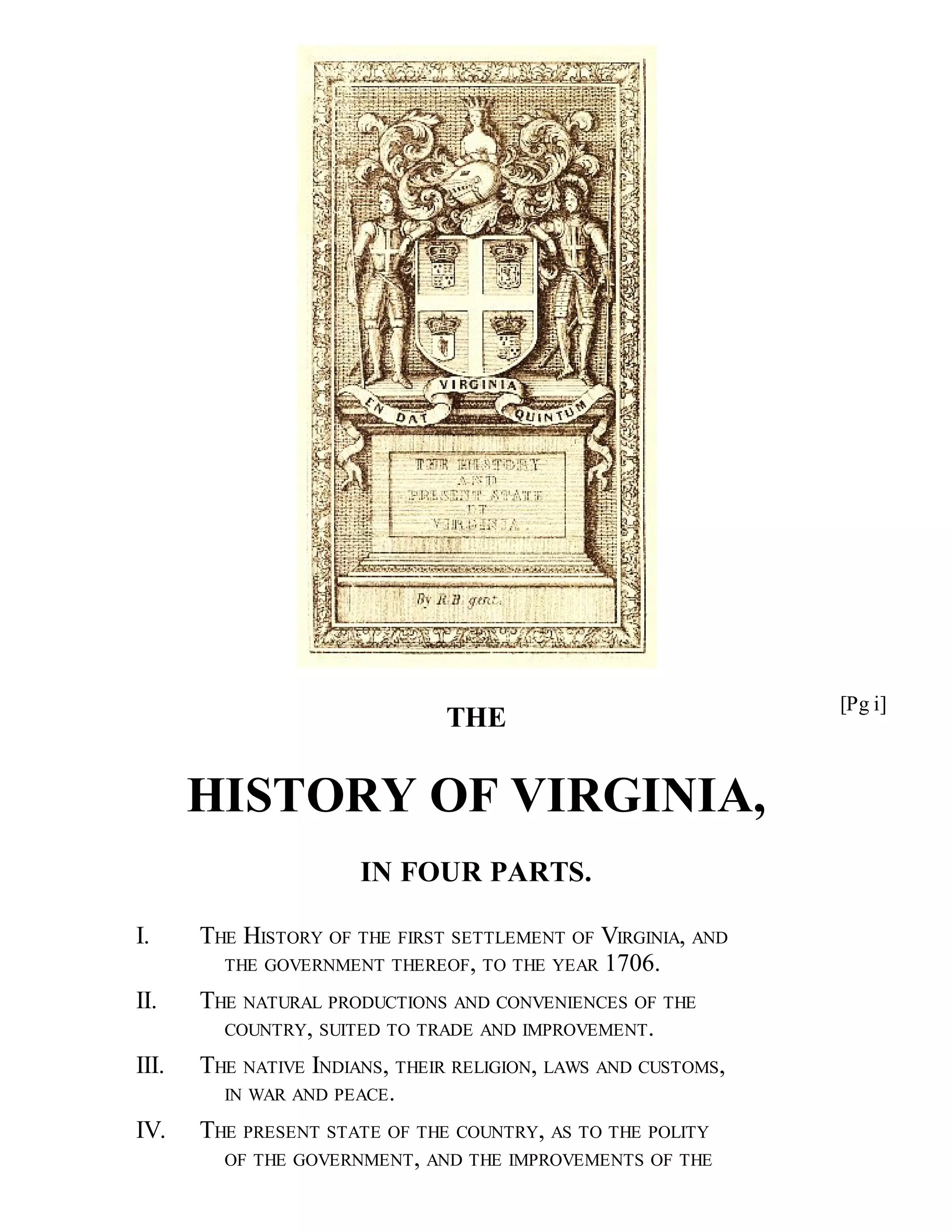 The History of Virginia, In Four Parts, Free eBook | PDF