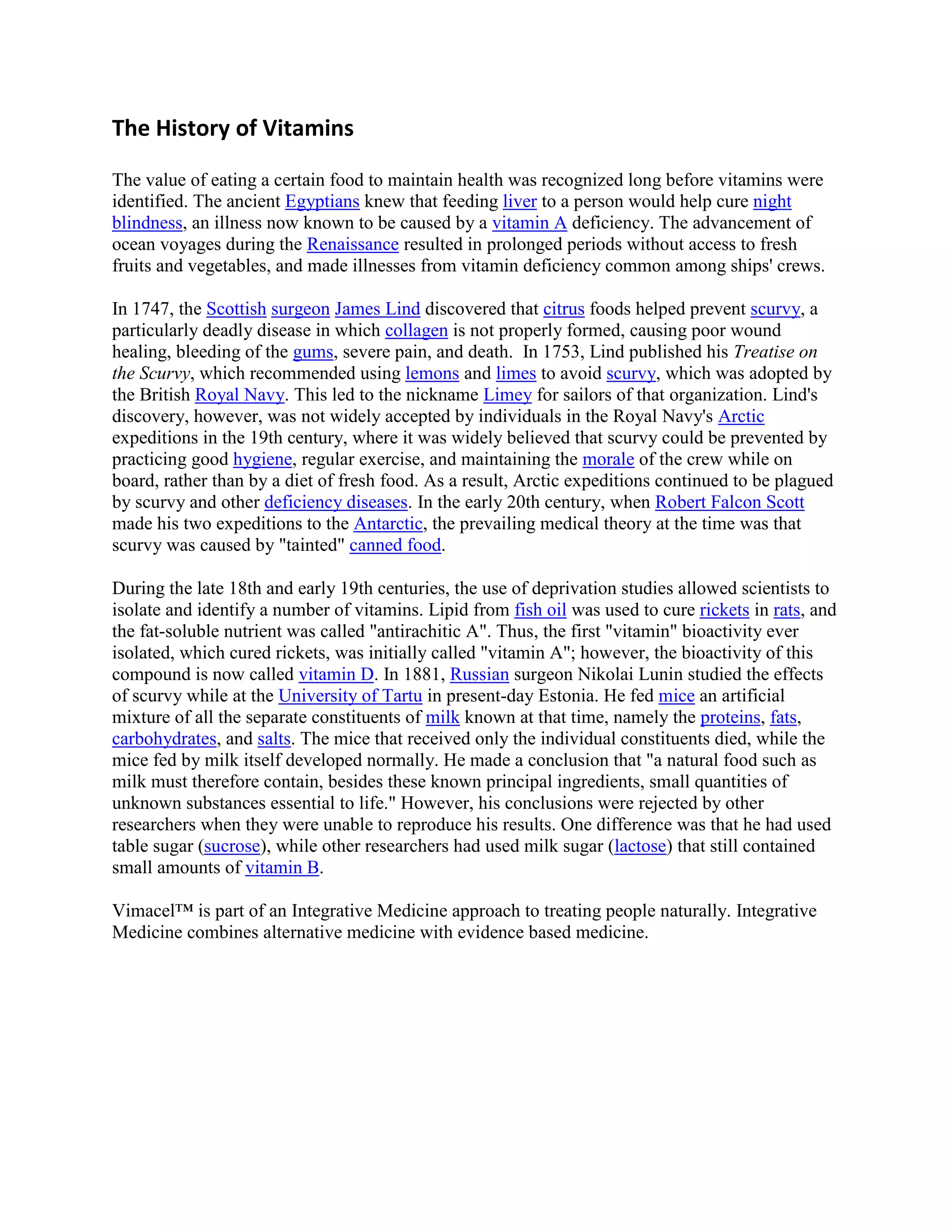 The history of vitamins | PDF