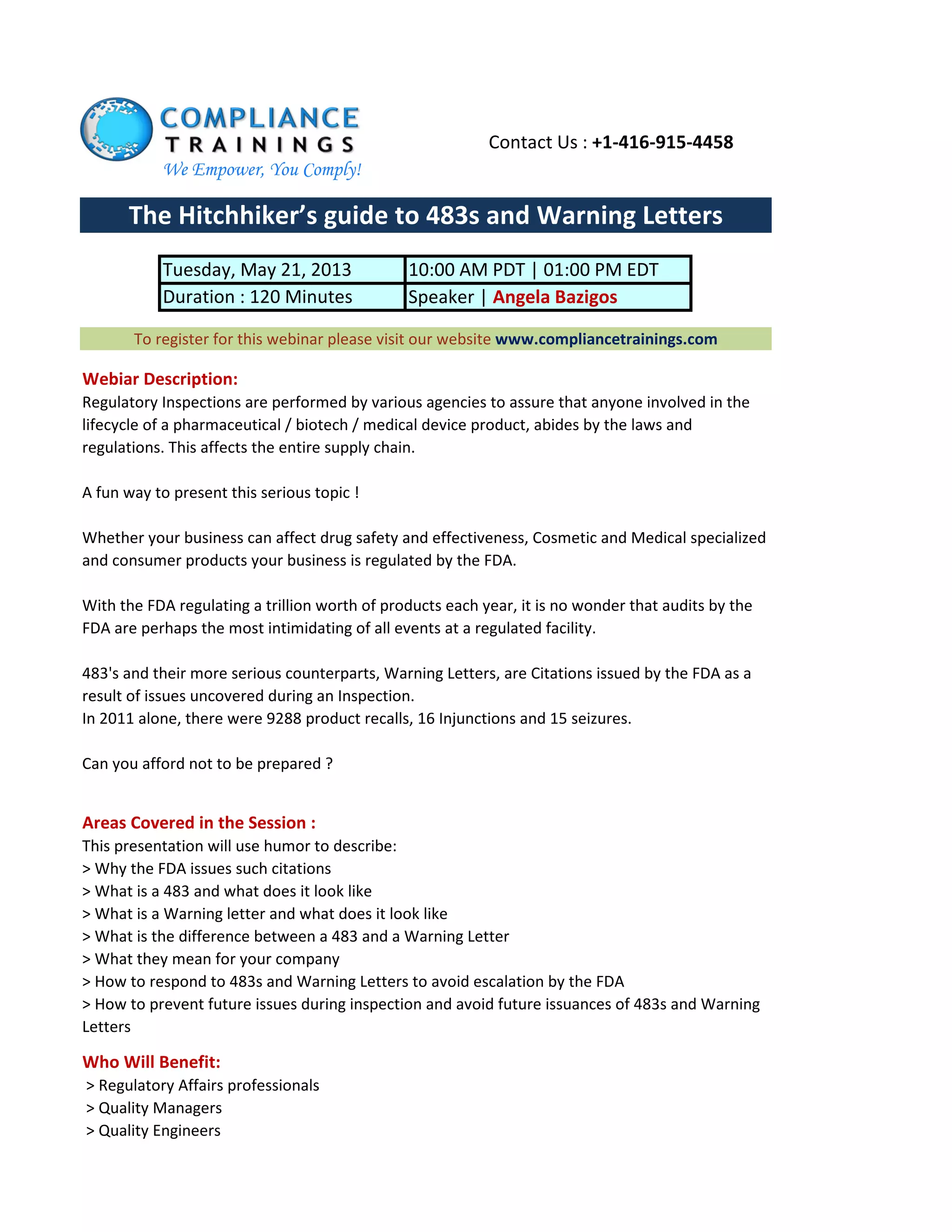 The Hitchhiker’s guide to 483s and warning letters | PDF