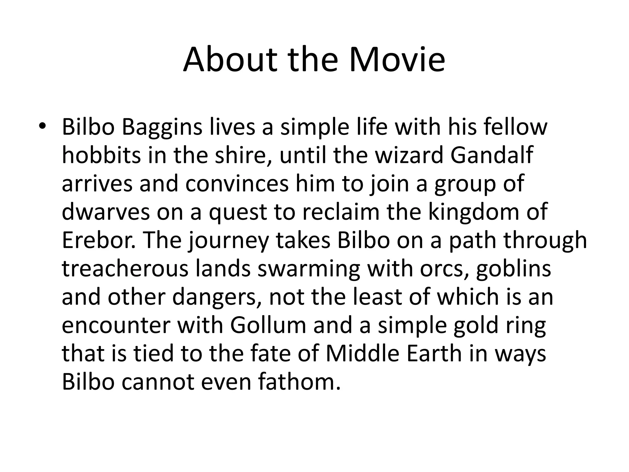 Paulson Tran_The Hobbit_Final Project PPT | PPT