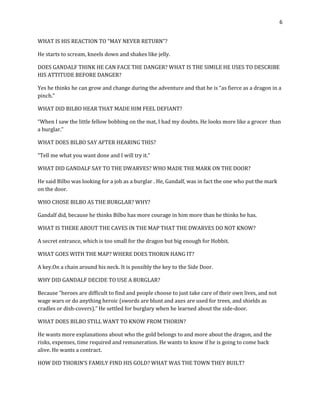 The Hobbit questions and answers chapter 1 | DOCX