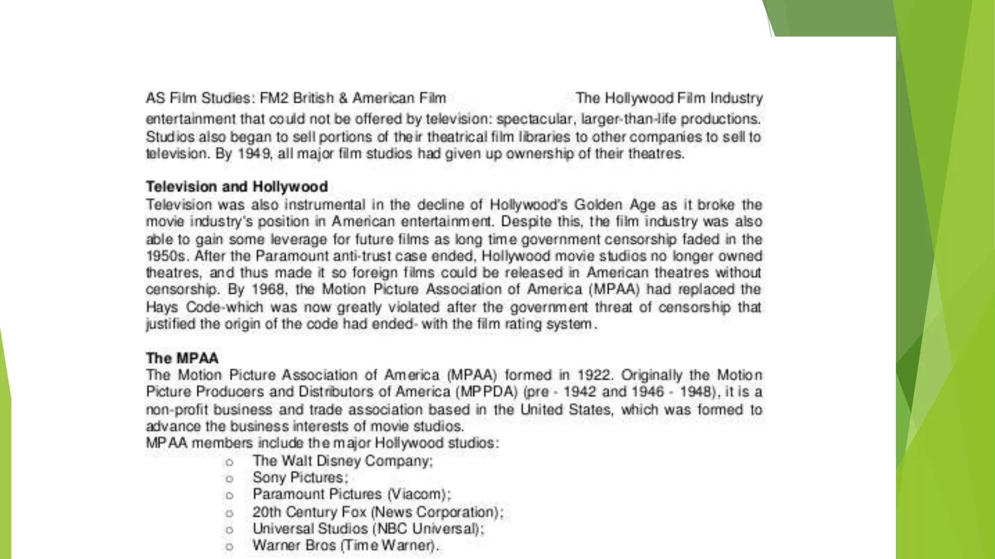 The hollywood film industry | PPTX