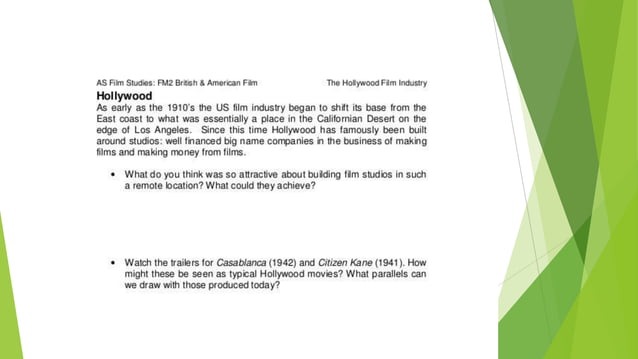 The hollywood film industry | PPTX