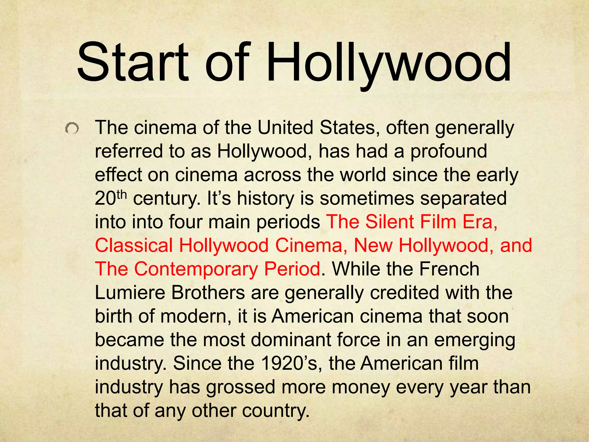 The hollywood film industry | PPTX