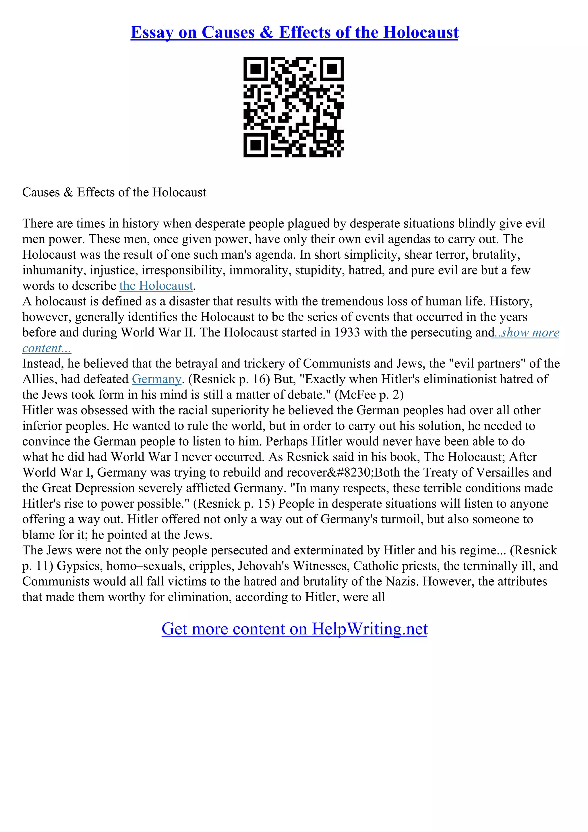The Holocaust Essay | PDF