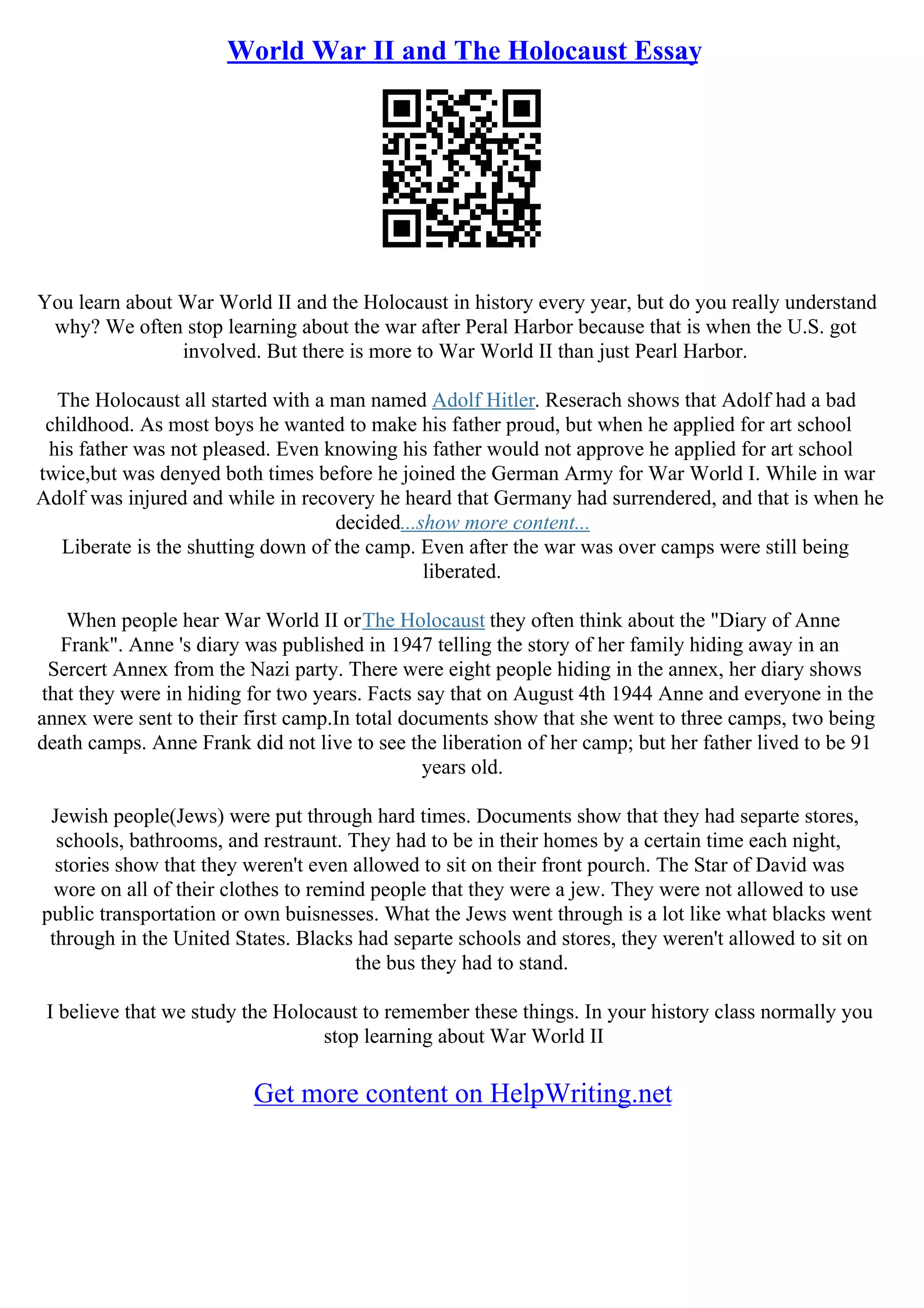 The Holocaust Essay | PDF