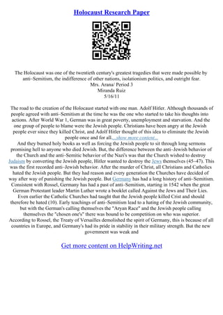 The Holocaust Essay | PDF