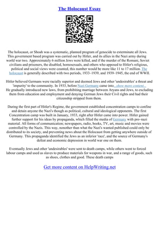 The Holocaust Essay | PDF
