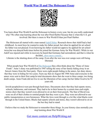 The Holocaust Essay | PDF