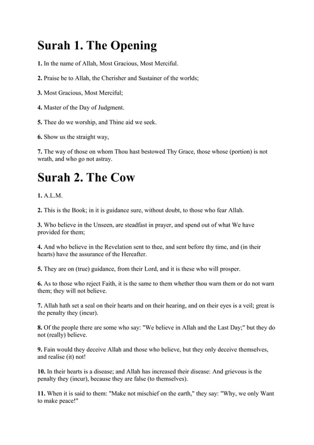 The Holy Quran English Translation | PDF